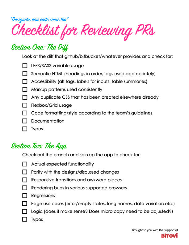 The Designer's Checklist for Reviewing Pull Requests